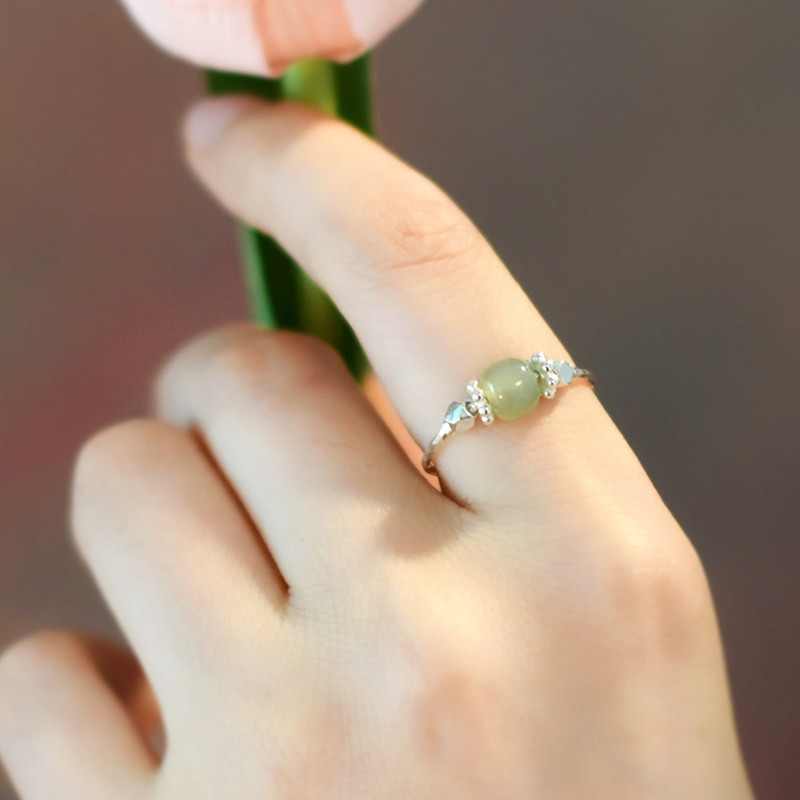 Cute Vintage Natural Jade Ring Party Fashion Jewelry for Women