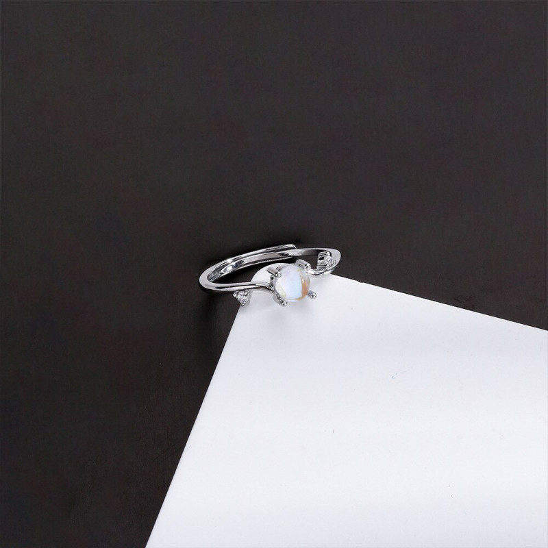 Silver Moonstone Ring: Women’s Gradient Zircon Jewelry